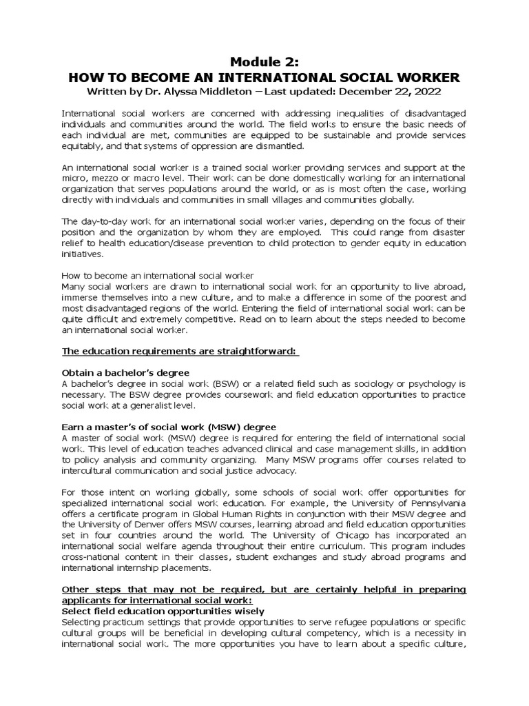 How To Become An International Social Worker: Written by Dr. Alyssa ...