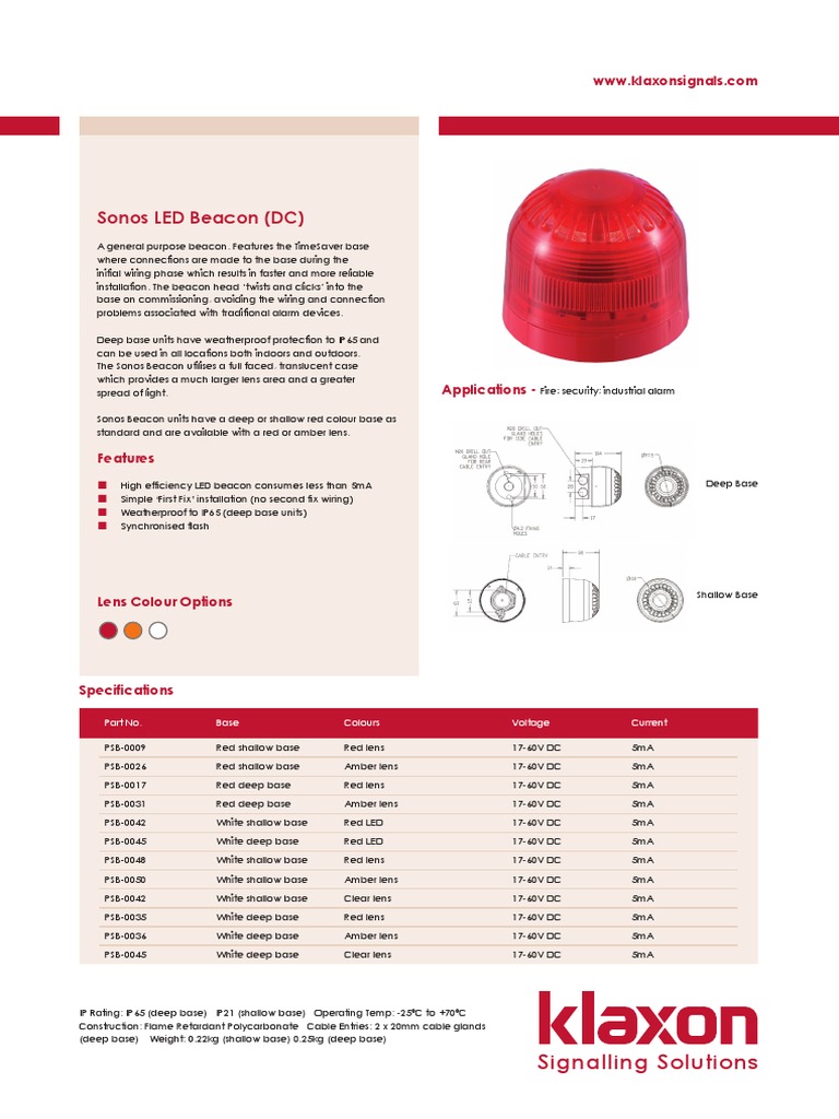 LED Beacon DC Sonos LED Beacon for Fire, Security & Industrial Alarms ...