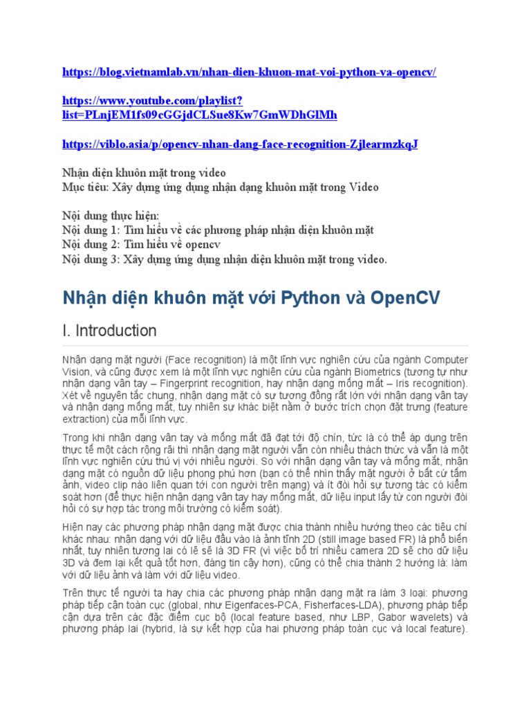 Nhan Dien Khuon Mat Voi Python Va Opencv | PDF