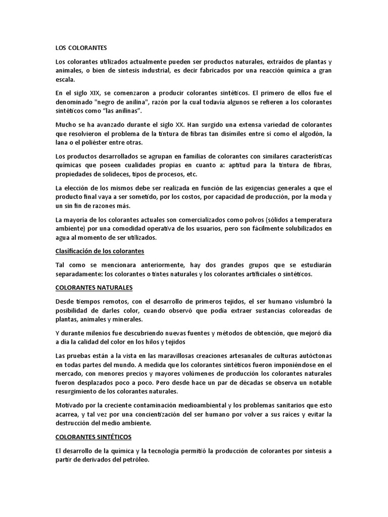 Colorantes Textiles | PDF | Carotenoide | Clorofila