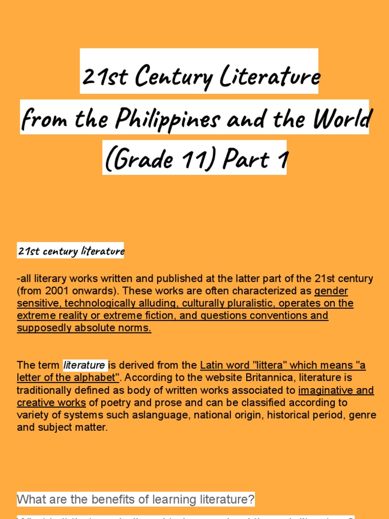 Pt. 1 - 3 21st Century Literature From The Philippines and The World ... Pt. 1 - 3 21st Century Literature From The Philippines and The World ...