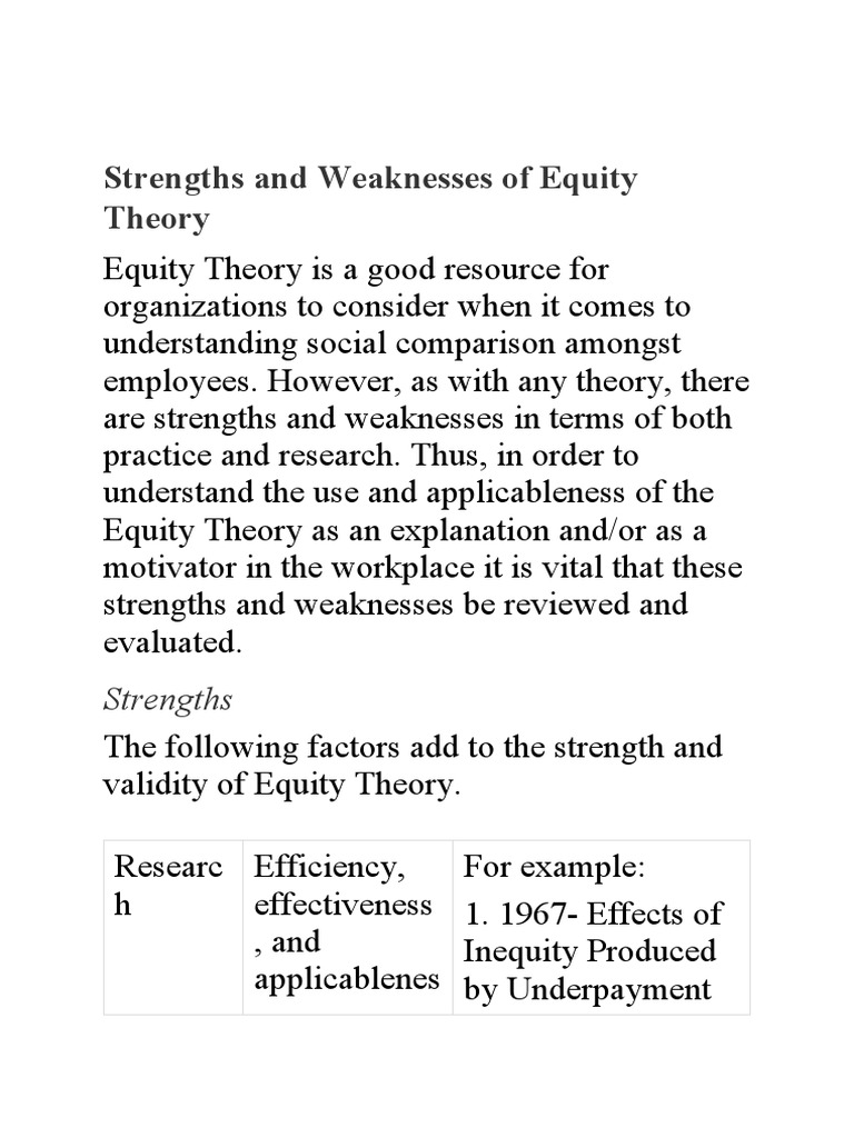 Equity Theory | PDF | Theory | Cognitive Psychology