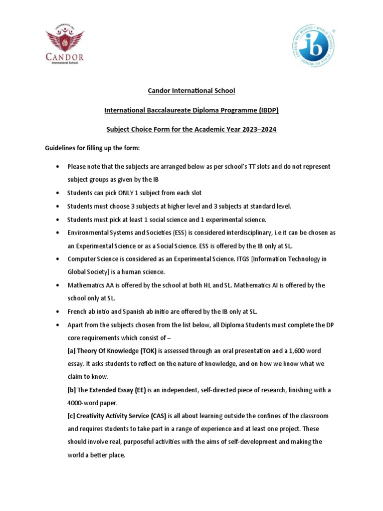 Candor International School International Baccalaureate Diploma ...