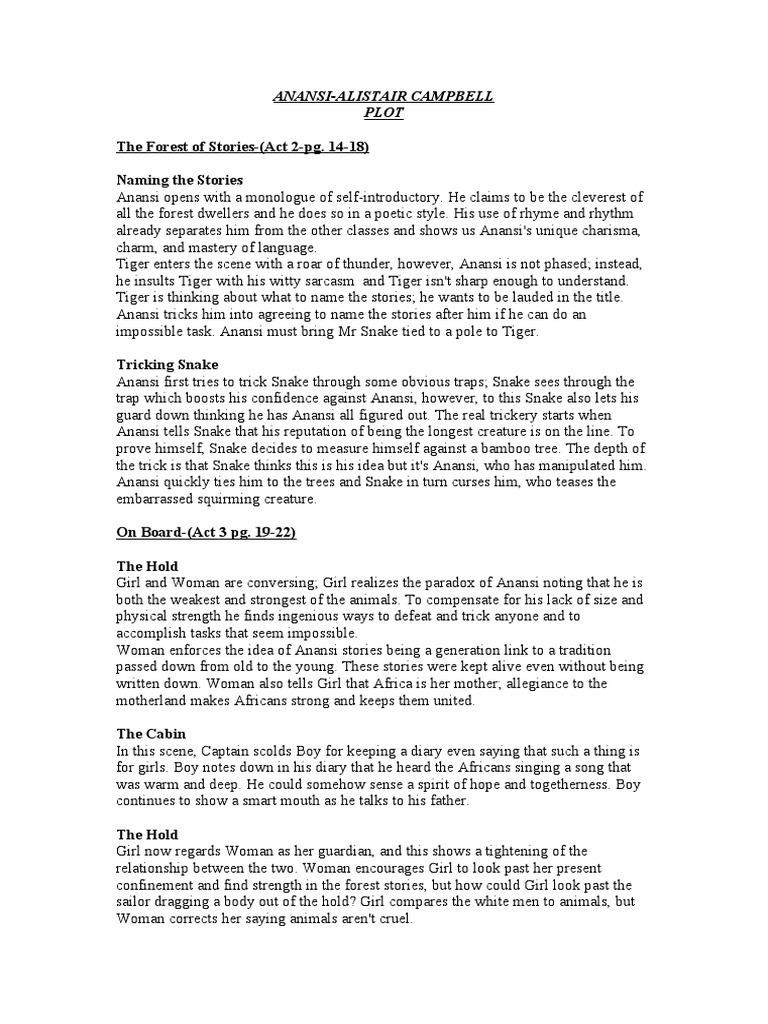 Anansi: A Play Summary by Alistair Campbell | PDF | Anansi