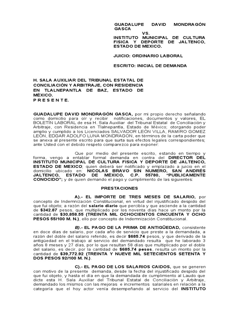 Guadalupe David Mondragón Gasca | PDF | Acuerdo colectivo | Salario
