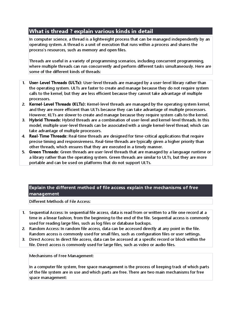 Os Answer | PDF | Thread (Computing) | Process (Computing)