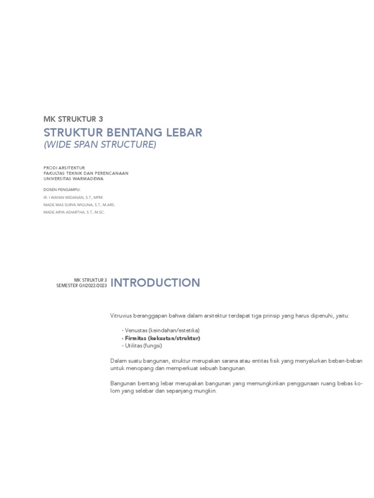 Struktur Bentang Lebar: (Wide Span Structure) | PDF