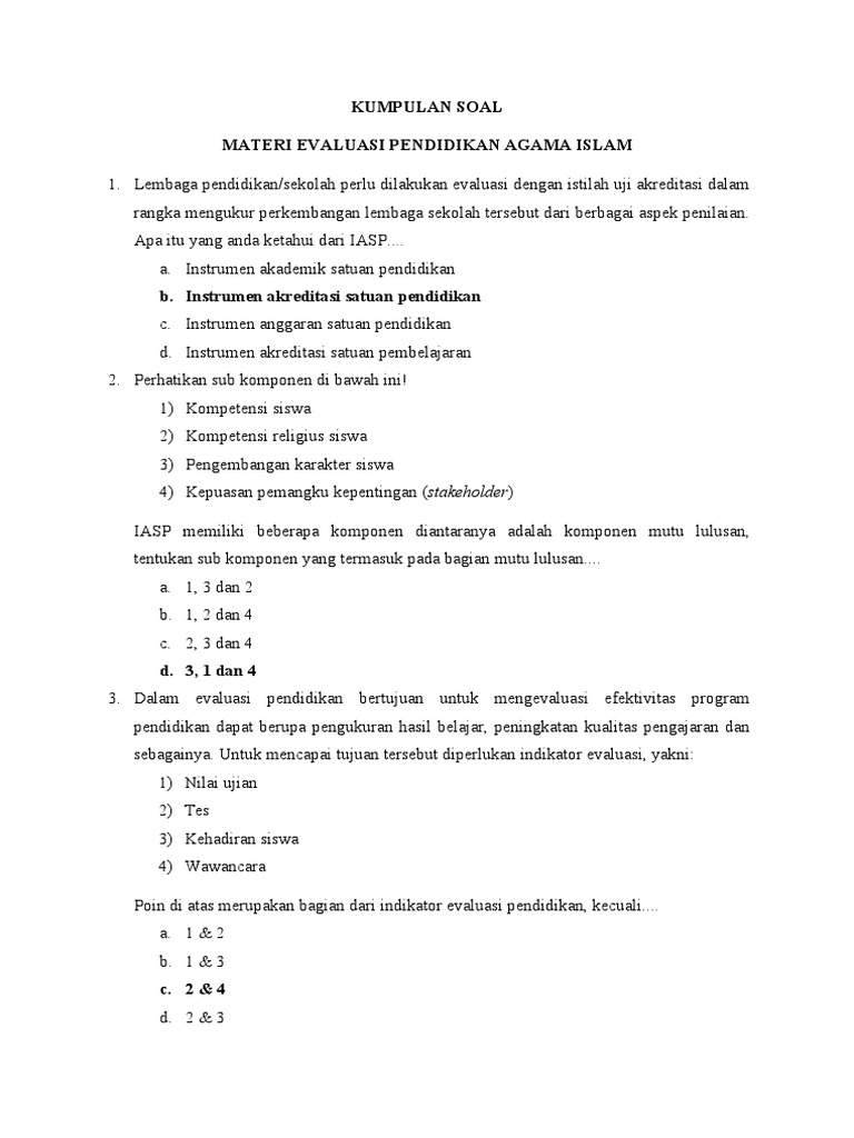 Kumpulan Soal Evaluasi PAI | PDF