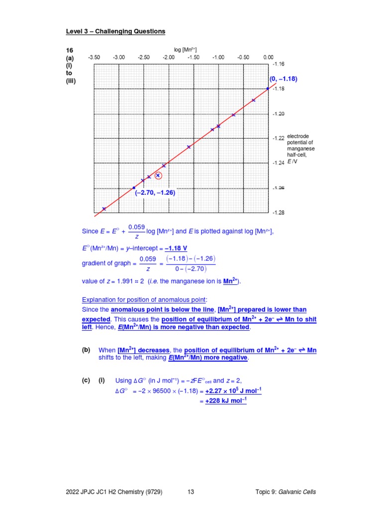 Topic 9 (Galvanic Cell) - Tutorial - Level 3 Answer | PDF | Manganese ...