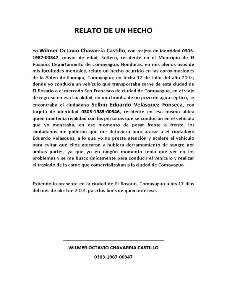 Relato de Un Hecho | PDF