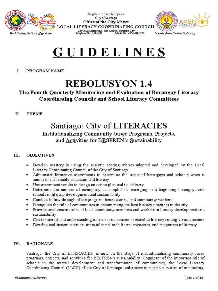 Guidelines REBOLUSYON 1.4 | PDF | Governance | Literacy