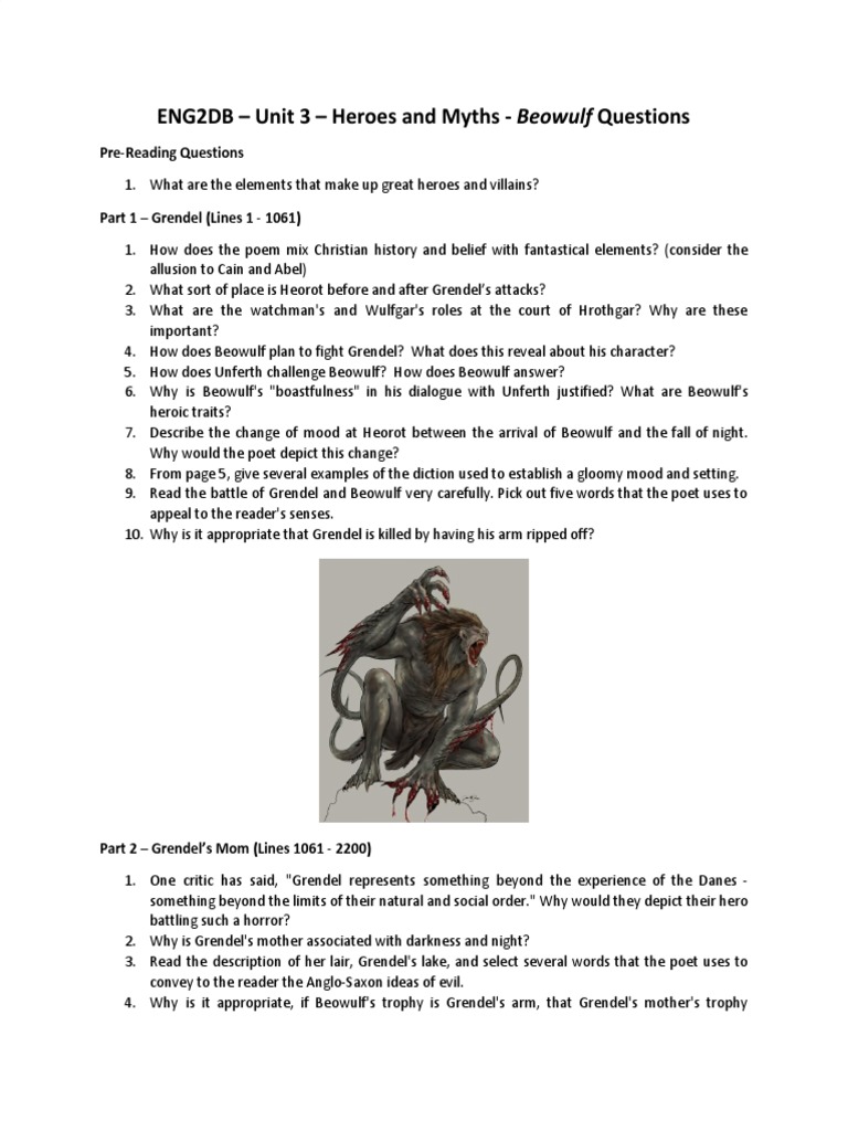 Beowulf Content Questions | PDF | Beowulf | English Heroic Legends