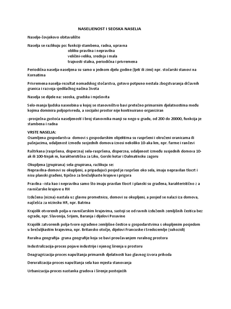 Geografija Naselja | PDF