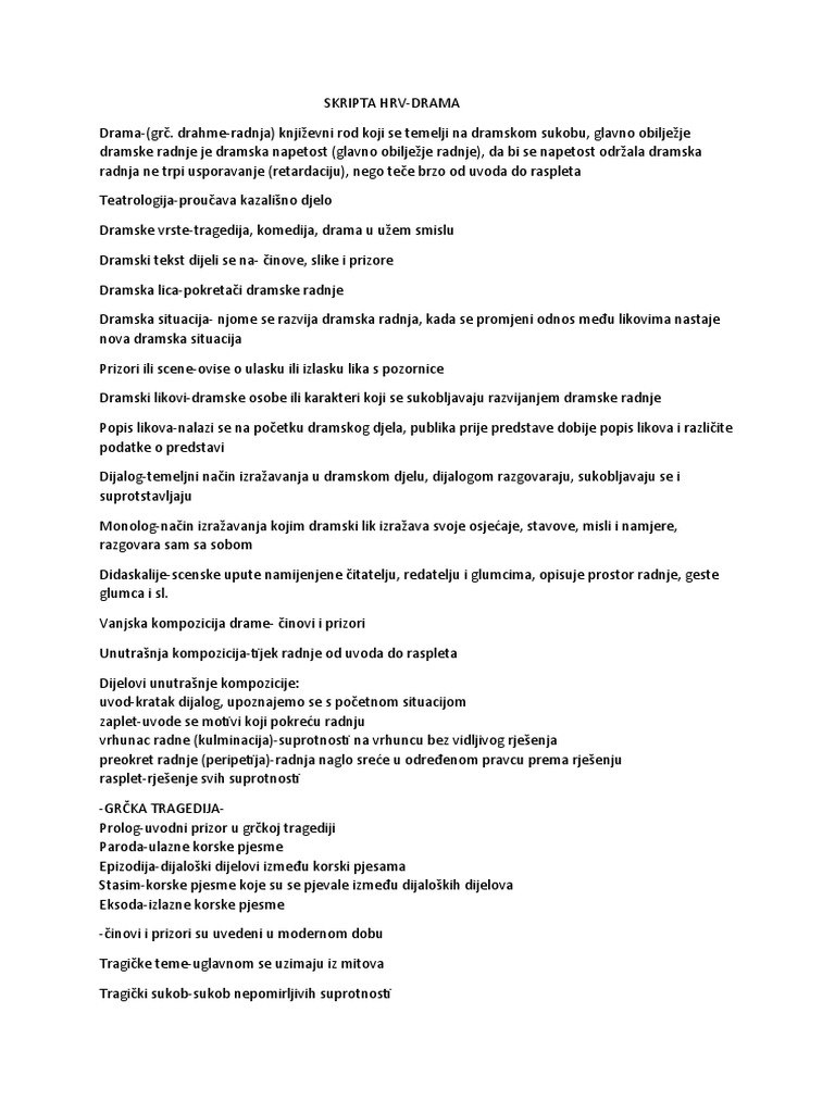 Skripta Hrv-Drama | PDF