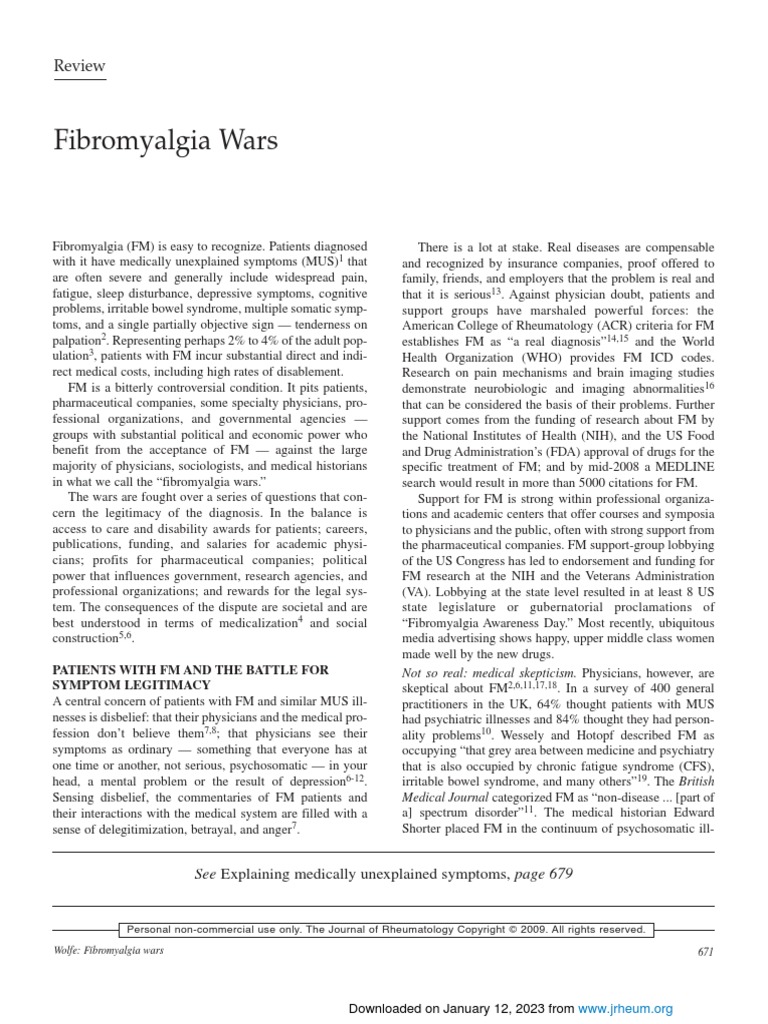 Fibro Wars PDF | Download Free PDF | Fibromyalgia | Chronic Fatigue ...