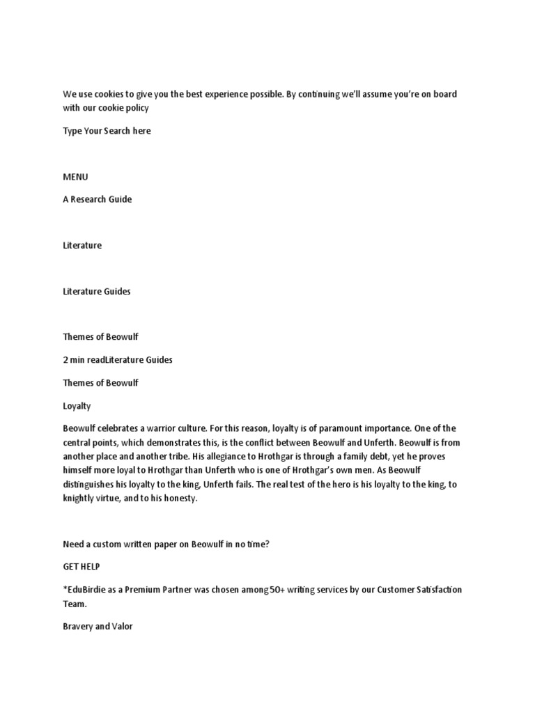 BEOWULF Themes | PDF | Beowulf | Courage