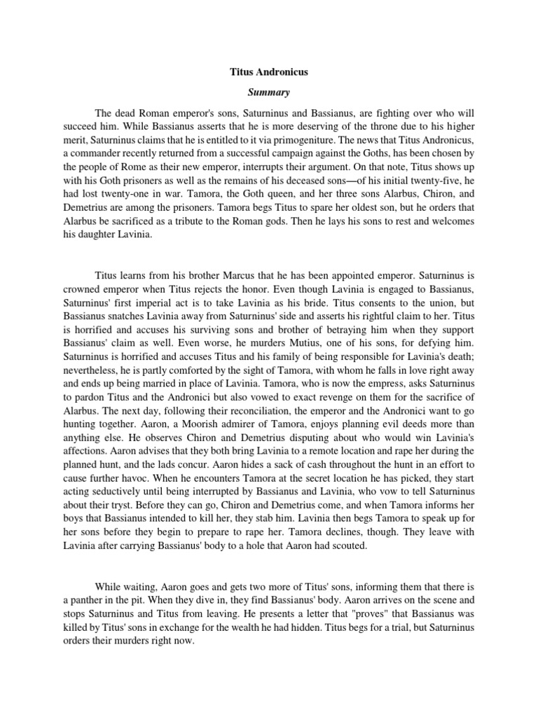 Titus Andronicus (Summary) | PDF