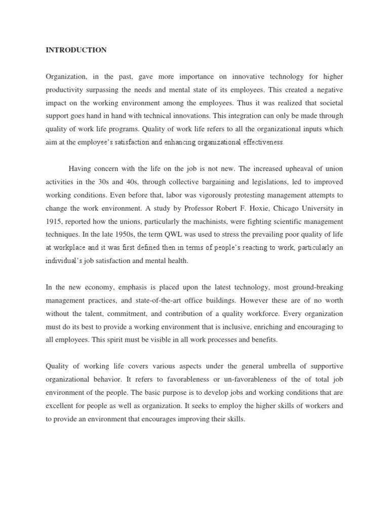 Enhancing Quality of Work Life (QWL) | PDF | Job Satisfaction | Action ...