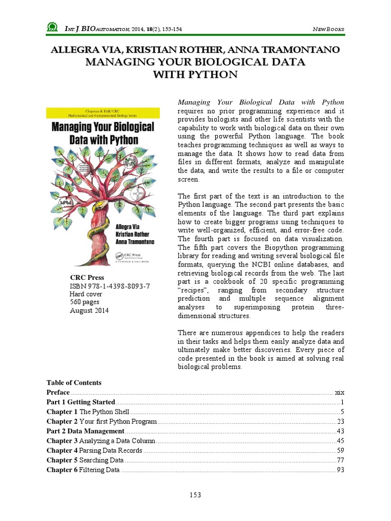 Managing Data Python Newbooks - 1 | PDF | Bioinformatics | Biostatistics