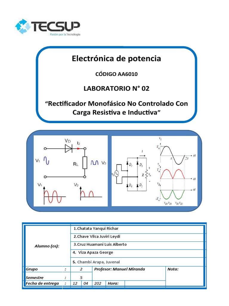 Lab02 - Rectificador Monofásico No Controlado | PDF | Rectificador ...