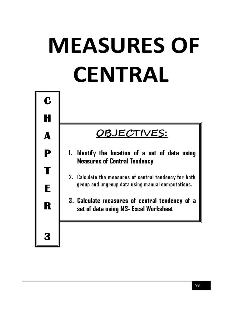 Central Tendency Measures in Excel | PDF | Mean | Mode (Statistics)