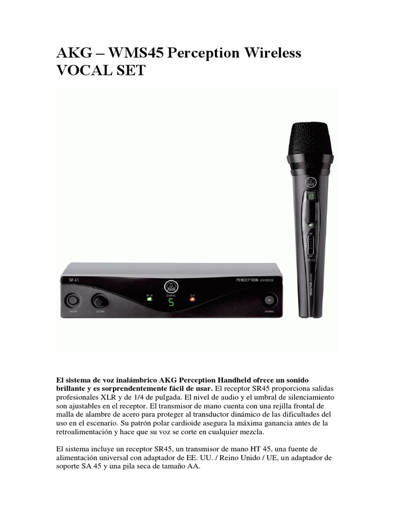 Micrófono Inalámbrico - AKG WMS45 | PDF | Micrófono | Inalámbrico
