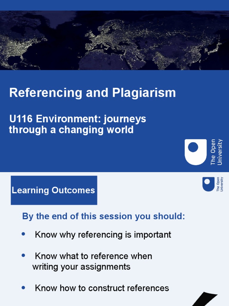 Referencing and Plagiarism: U116 Environment: Journeys Through A Changing World | PDF | Citation ...