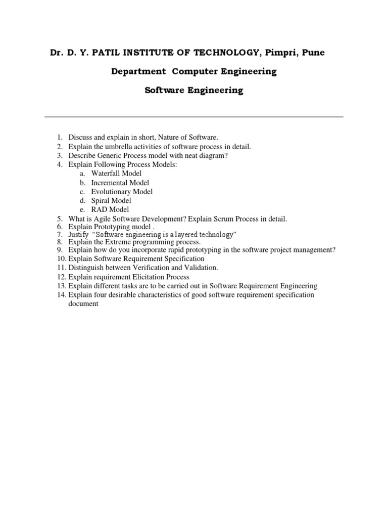 Dr. D. Y. Patil Institute of Technology, Pimpri, Pune Department Computer Engineering Software ...