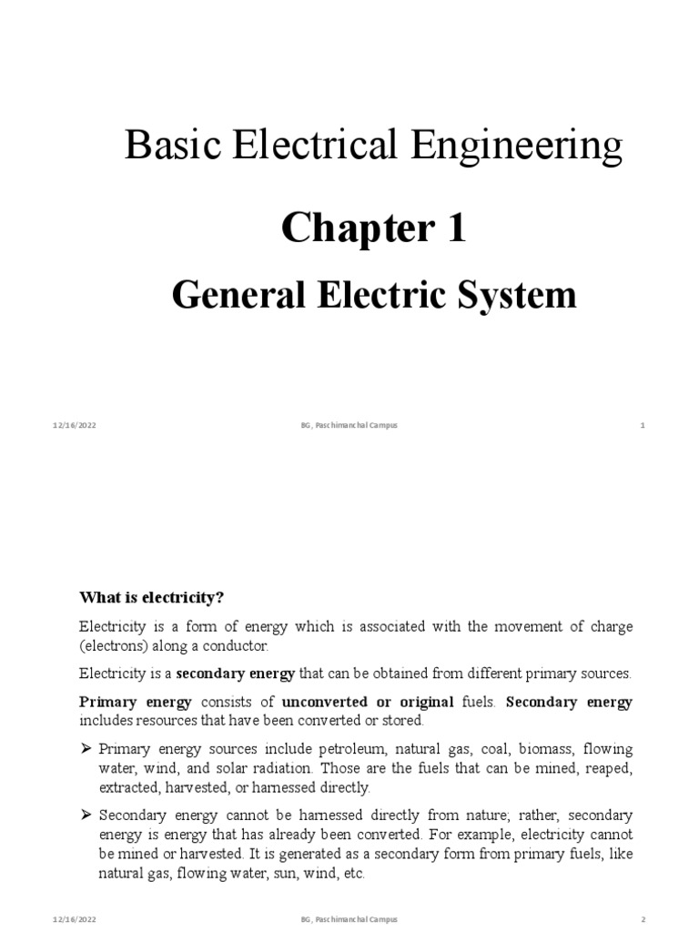 Chapter1 General Electric System | PDF | Electrical Resistance And Conductance | Electrical ...