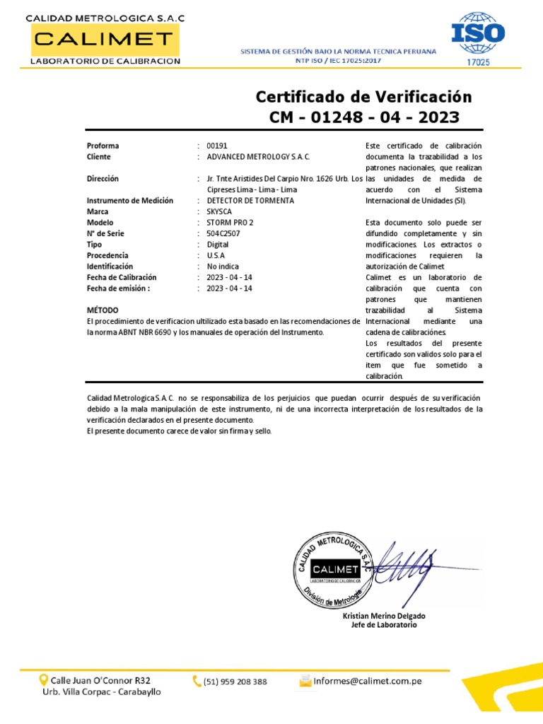 CM 01248 00191 1 Detector de Tormenta Advanced Metrology | PDF ...