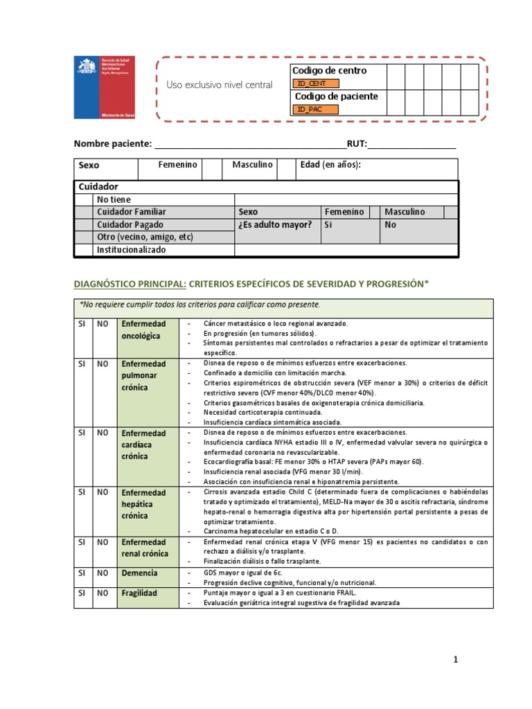 Criterios y Formulario NECPAL | PDF | Insuficiencia cardíaca ...