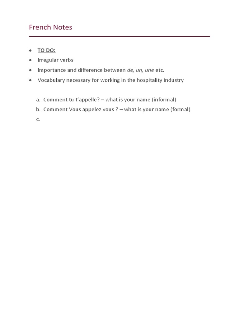 French Notes | PDF