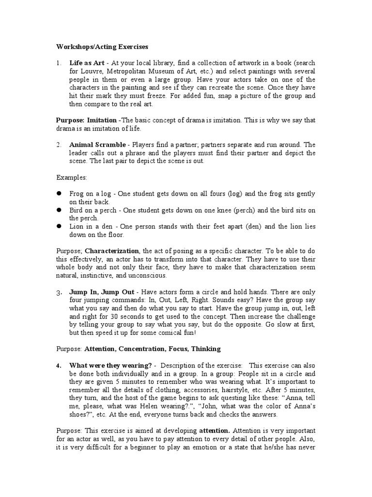 Workshops/Acting Exercises | PDF | Imitation