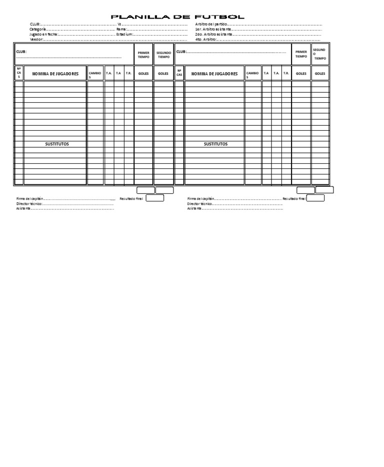 Planilla de Partido de Fútbol | PDF