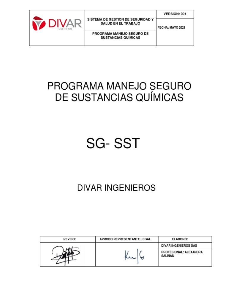 Programa Manejo Seguro de Sustancias Quimicas | PDF | Combustión | Gases