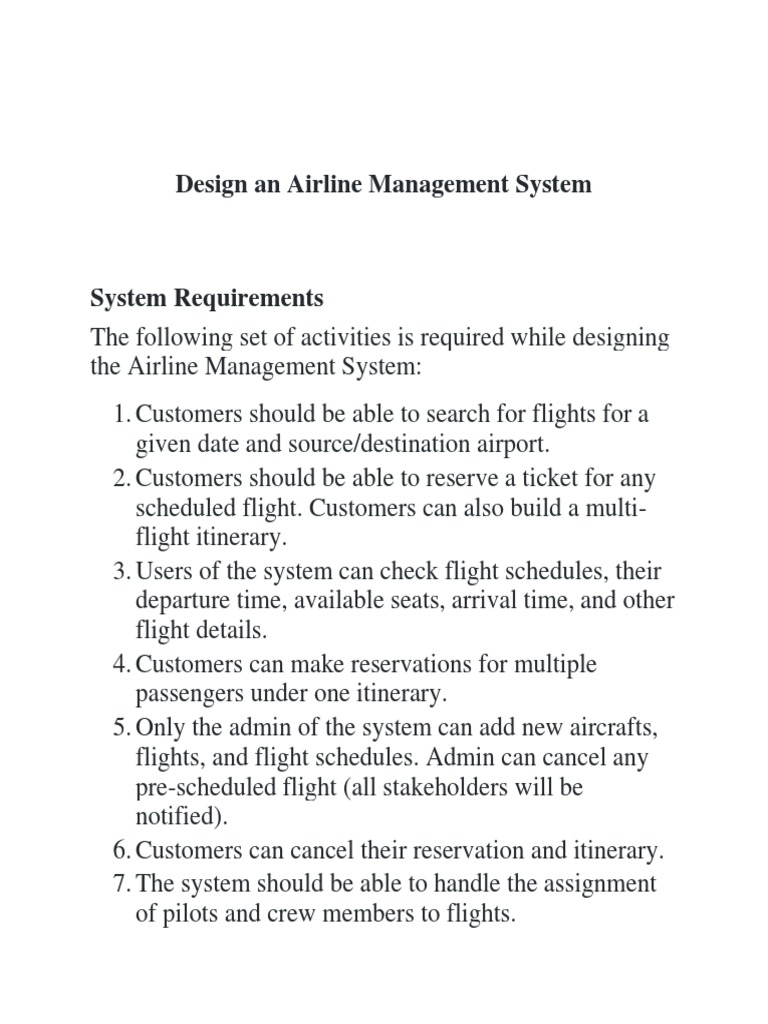 Case - Study - Design An Airline Management System | PDF | Computers