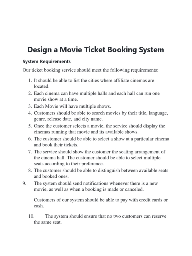 Design A Movie Ticket Booking System | PDF | Movie Theater | Business