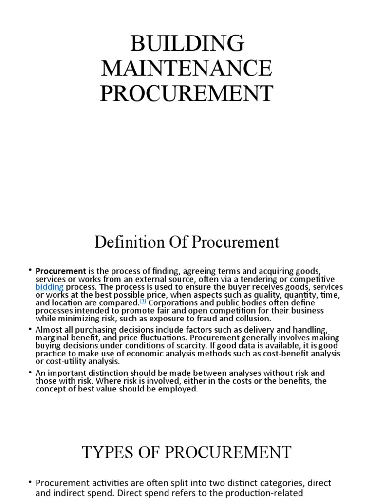 Procurement and Maintenance Contracts Guide | PDF | Procurement ...