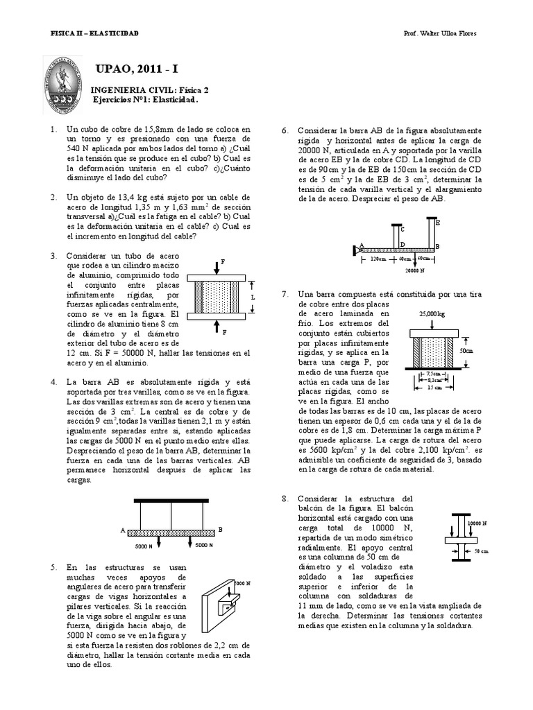 EJERCICIOS 1 (Elasticidad) | PDF | Viga (Estructura) | Ingeniería de Edificación