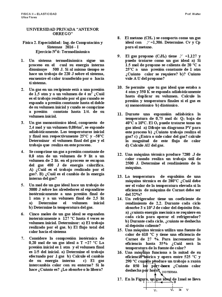 EJERCICIOS 9 (Termodinamica) | PDF | Gases | Temperatura