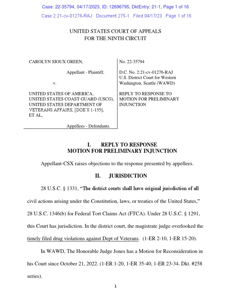 9th Cir. Reply To Response | PDF | Common Law | Public Law