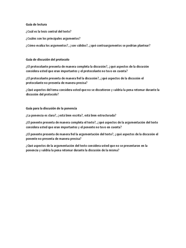 Guía de Lectura y Discusión para Las Sesiones Del Seminario | PDF