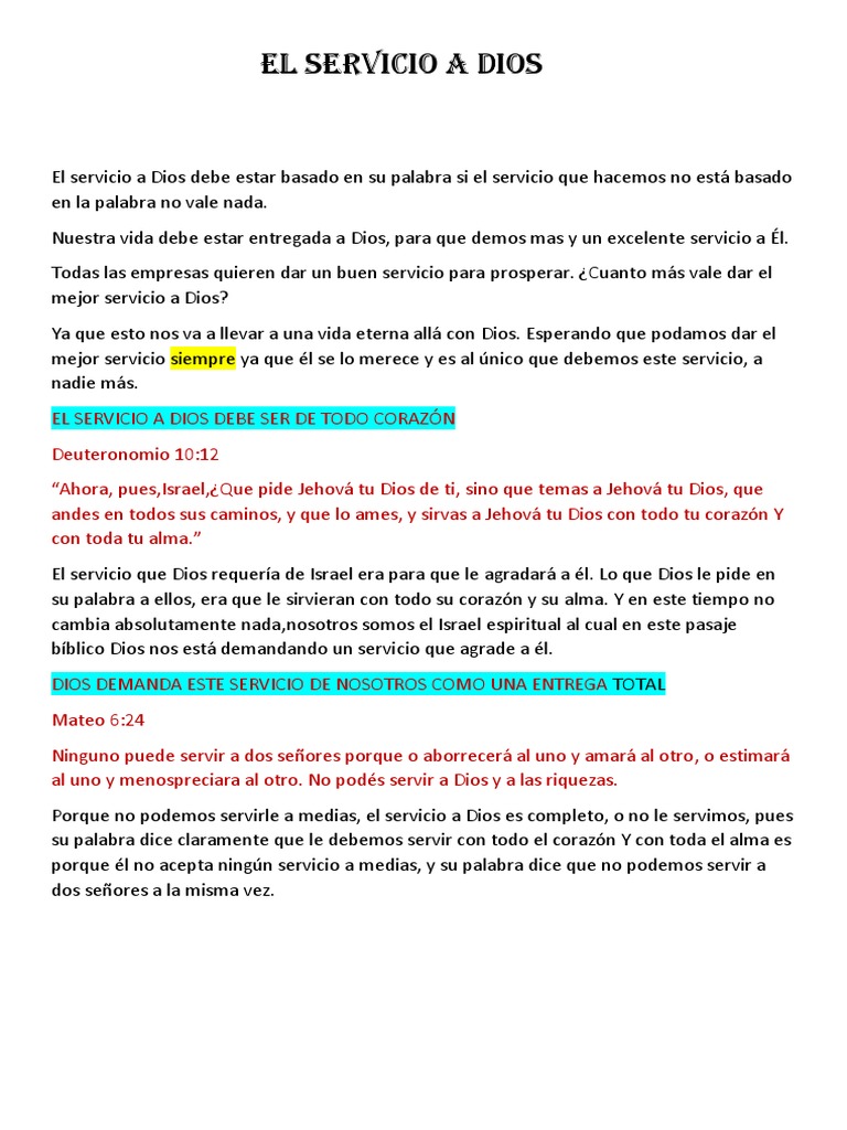 El Servicio A Dios | PDF | Dios | Evangelio de Mateo
