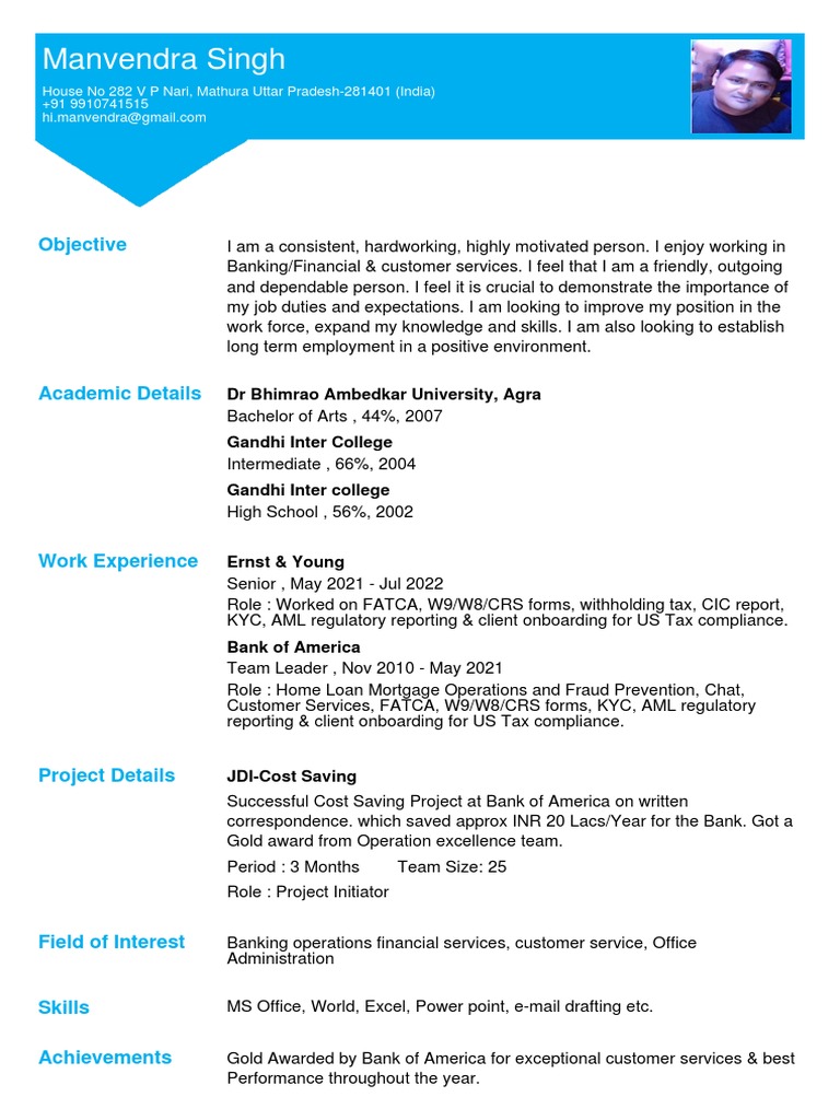 Resume EY | PDF | Personal Finance | Banking