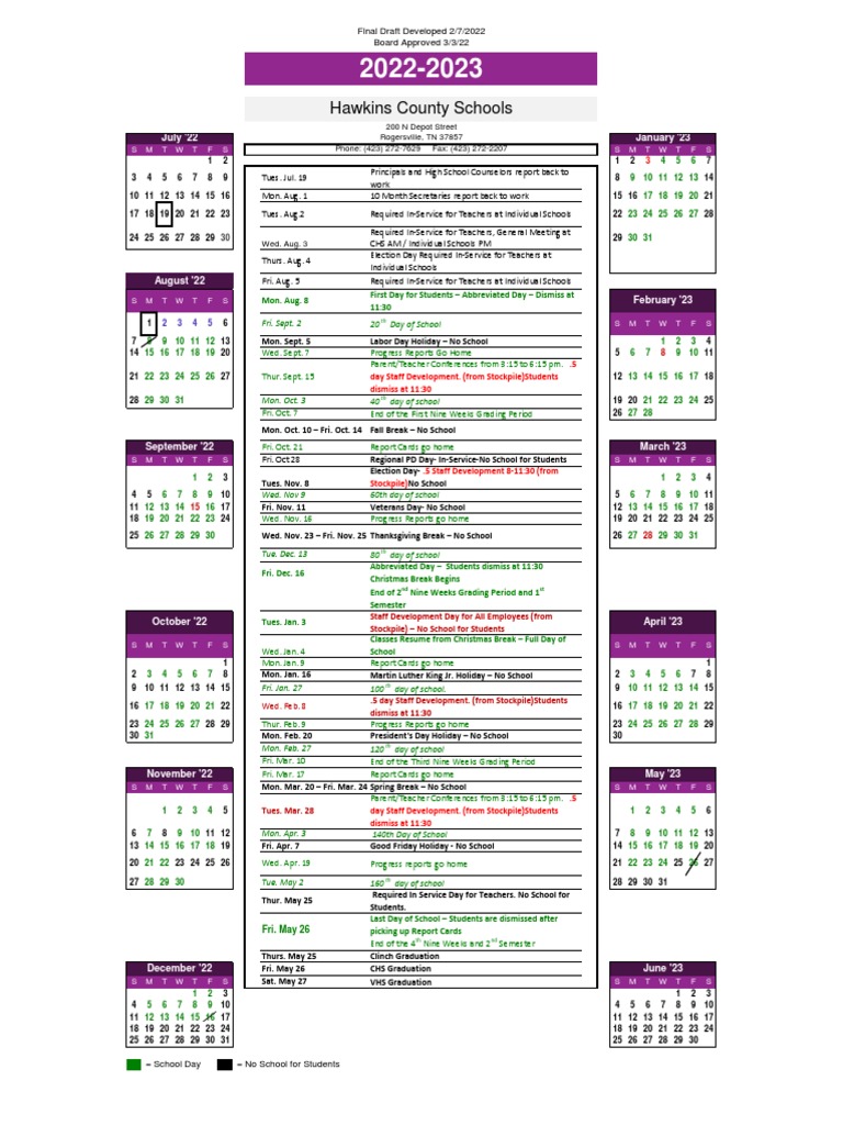 Hawkins County School Calendar 2024-25 | PDF | Academia | Festival