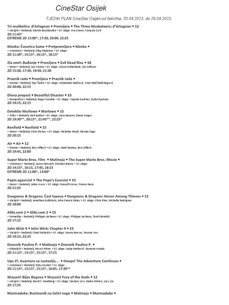 CineStar Osijek 20.04.2023 | PDF