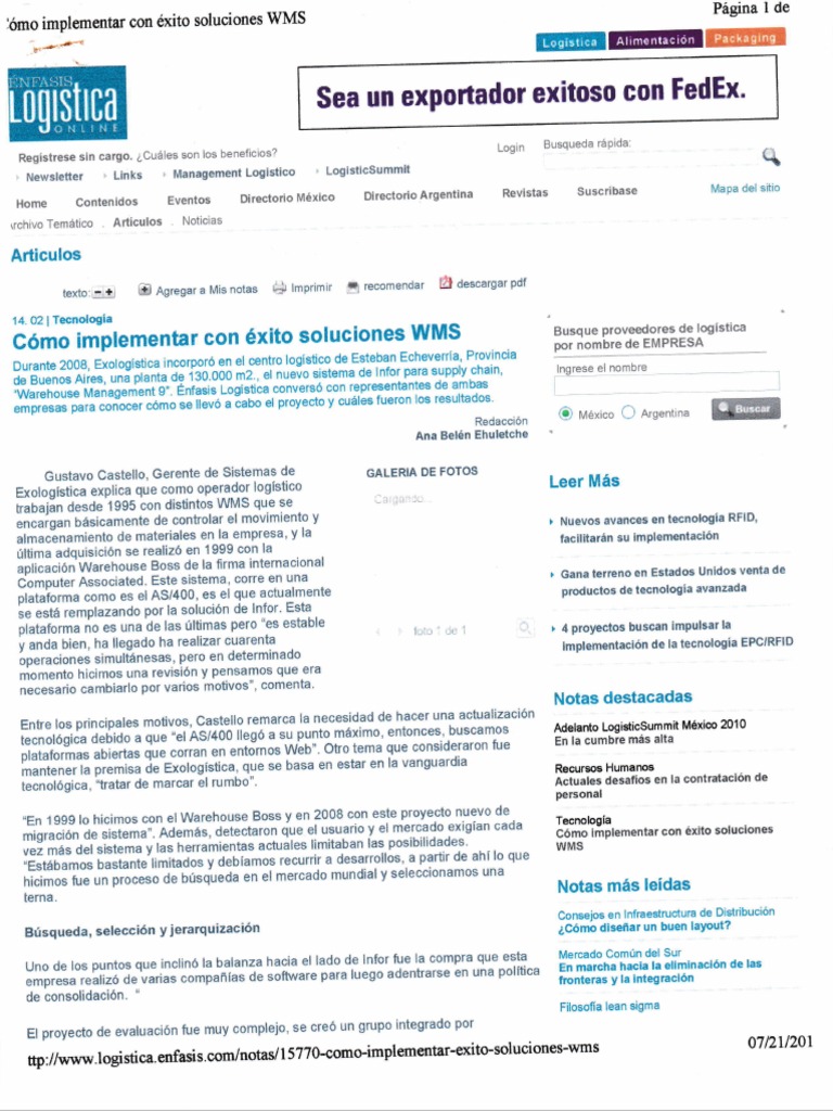 como implementar con exito soluciones WMS | PDF | Business | Economias