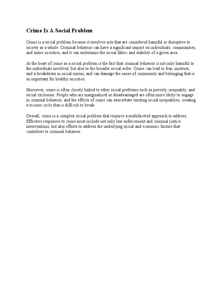 Crime's Impact on Society | PDF