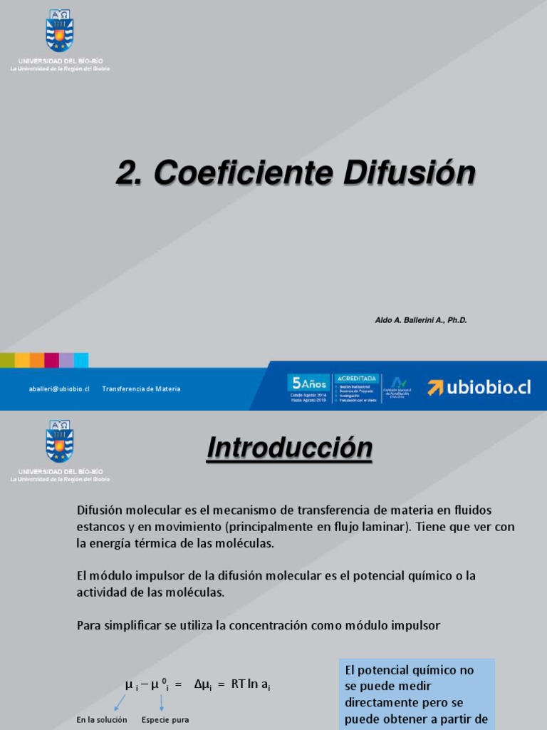 Coeficiente de Difusion | PDF | Difusión | Gases