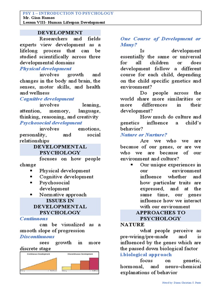 PSY 1 - Human Lifespan Development | PDF | Developmental Psychology ...